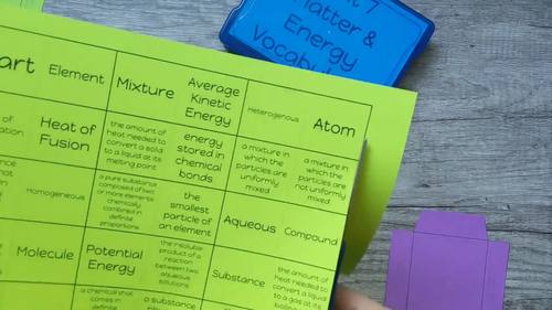 Matter and Energy Vocabulary Review by Kelsey Chemistry | TPT