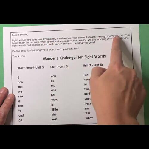 Wonders Kindergarten Sight Words List by La Clase Lista | TPT