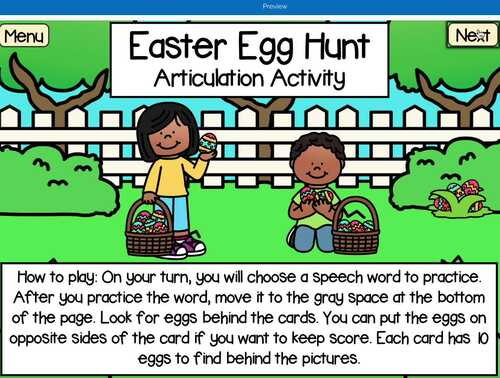Easter Egg Hunt Articulation Boom Cards™ Easter Speech Therapy Spring ...