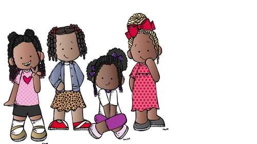 Kidlettes of Color clip art Girls clip art Mini by Melonheadz Clipart