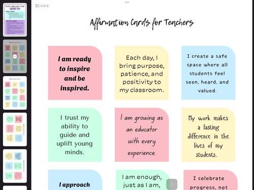 Teacher Affirmation Cards - Back to School Set - 2 Sizes - Happy Pastel ...