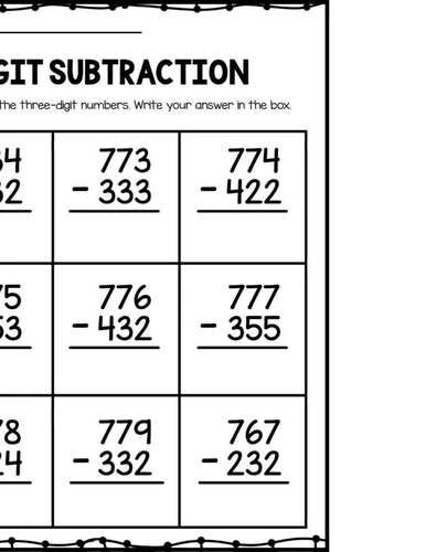 Triple Digit Addition and Subtraction Without Regrouping Worksheets