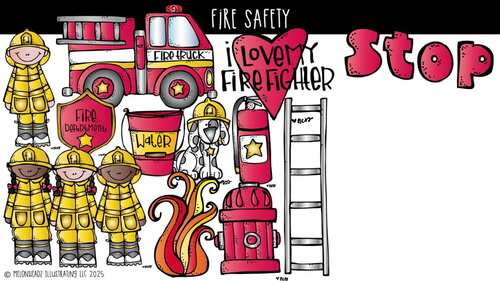Fire Safety clip art, Fire Truck clip art, Fireman clip art COMBO PACK
