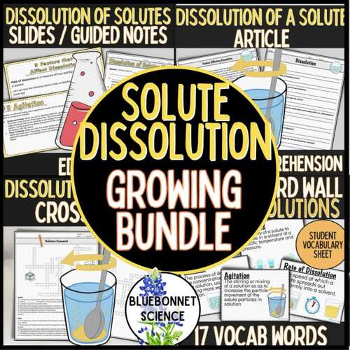 Rate of Dissolving Dissolution Unit Bundle NEW 2024 TEKS 7.6D 7.6E