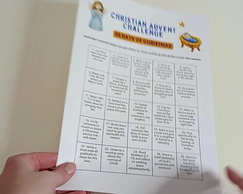 Christian Advent Challenge with Prompts, Printable Advent Calendar Catholic