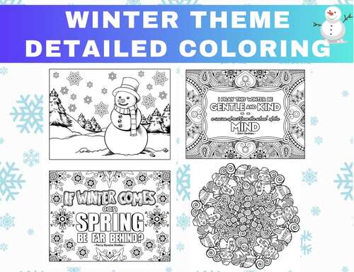 Winter Theme Detailed Coloring Pages- Detailed Full Page Coloring