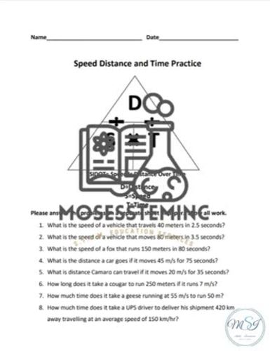 Speed, Distance, and Time Practice by Ms Williams Physical Science Class