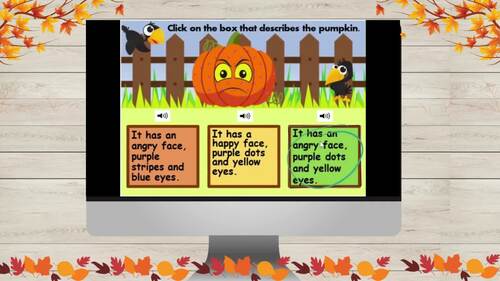 Adjectives Pumpkins (Boom Cards with Audio) by Living and Loving Primary