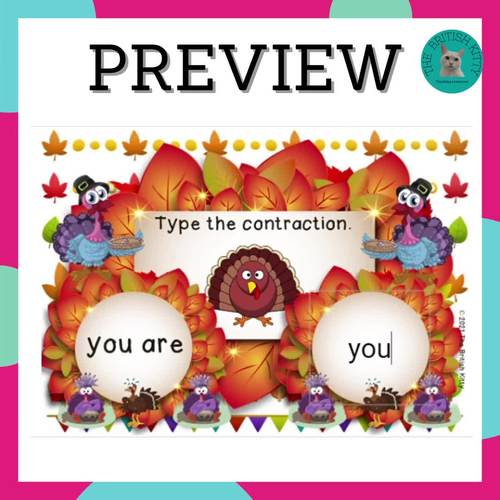 Thanksgiving Contractions Boom™ Cards by The British Kitty | TPT