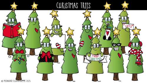 Christmas Trees clip art COLORED Version by Melonheadz Clipart | TPT
