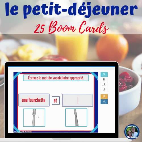 French Breakfast Foods & Utensil Vocabulary Boom Learning™ Digital Task ...