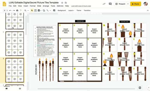 Luau Digital Editable Google Slide Secret Pictures | Distance Learning