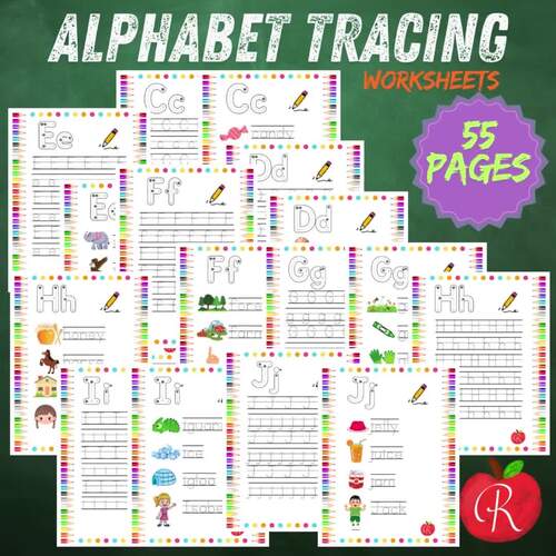 Trace Alphabet Practice book - 55 Pages with Letter Tracing and Picture ...