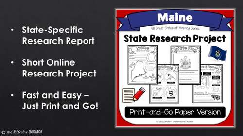 State Research Project | MAINE Print-and-Go Paper State Report | TpT