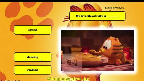 Garfield & cooking lasagna digital activity by Language Time Store