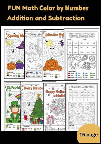 fun math-Addition and Subtraction Color by Number-halloween | TPT