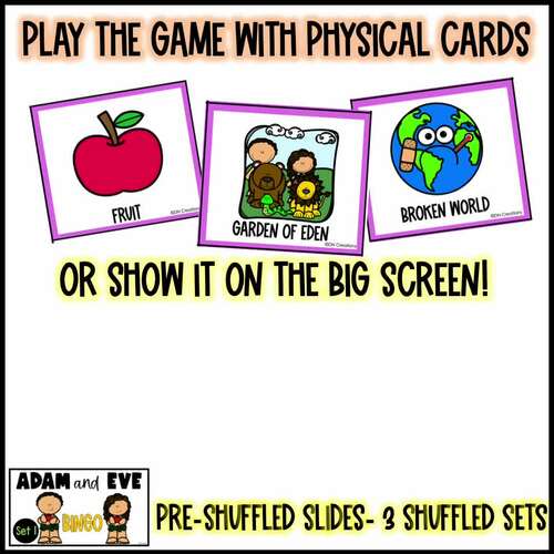 Adam and Eve Bible Bingo for Sunday School | Adam and Eve Bible Games ...