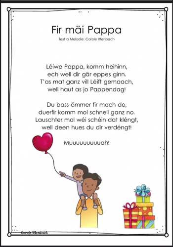 Lidd fir Pappendag by Joffer Carole | Teachers Pay Teachers