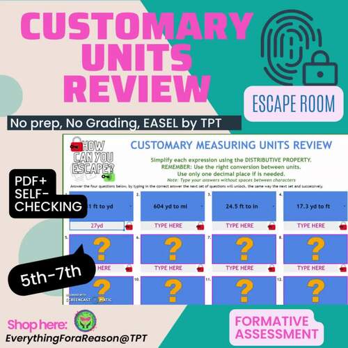 Customary Units of Measurement ESCAPE ROOM REVIEW | TPT