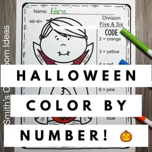 Halloween Color By Number Multiplication and Division Bundle | TPT
