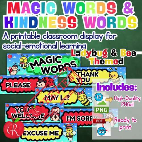 Magic Words Cards & Kindness Posters –Ladybug&Bee Classroom Decor – SEL ...