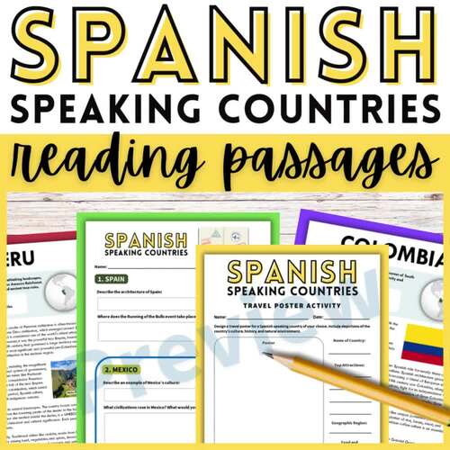Spanish Speaking Countries Reading Passages Activity | Hispanic ...