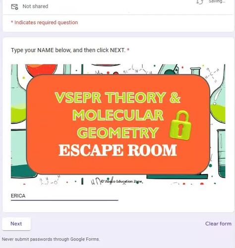 VSEPR Theory and Molecular Geometry Escape Room | Chemical Bonding Activity