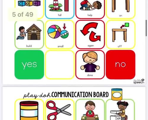 Communication Boards for Speech & Language Common Toys & Activities