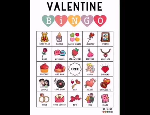 Valentine Bingo Game | Rhyming Riddle Bingo Card (Color and BW versions)