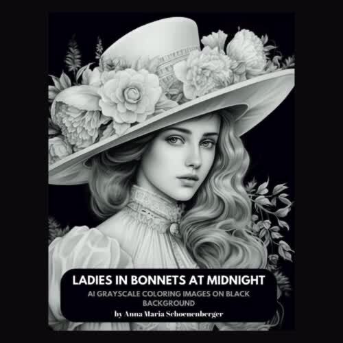 VICTORIAN LADIES - 50 AI Black Background Coloring Pages by The ...