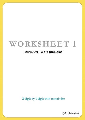 2-digit by 1-digit (with Remainder) DIVISION 50+ WORD PROBLEMS print&go ...