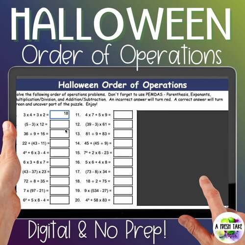 Pixel Art Math Halloween Order of Operations Google Sheets Self-Grading ...