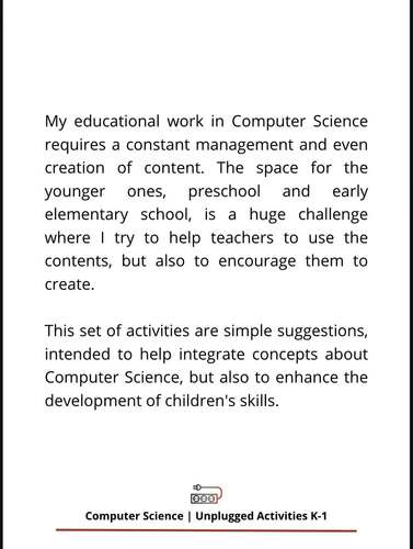 Computer Science - Unplugged Activities K-1 by Rodolfo Pinto | TPT