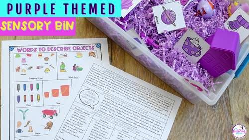 Purple Themed Sensory Bin: Speech Therapy Activity by The Dabbling Speechie