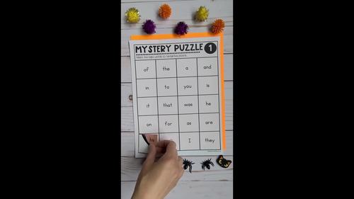 Halloween Sight Word Mystery Puzzle Frys First 100 Words | TPT