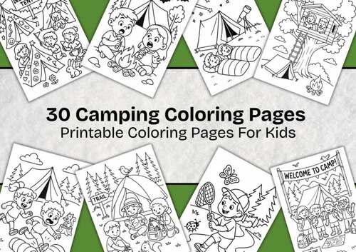 Campfire Fun: 30 Easy & Fun Camping-Themed Coloring Pages for Kids