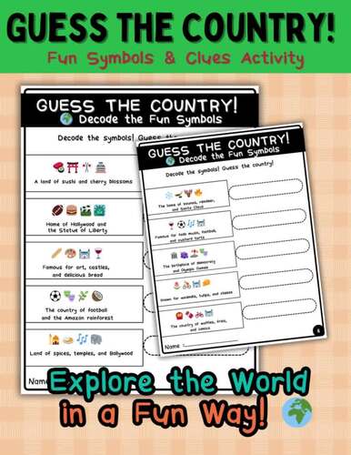 Guess the Country! Fun Symbols & Clues Activity | Geography Worksheet