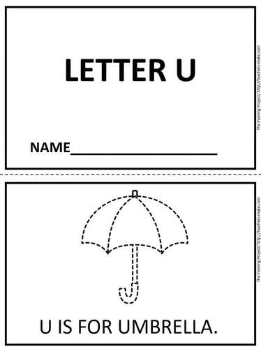 Letter U tracing and coloring emergent reader for pre-K, K, homeschool ...