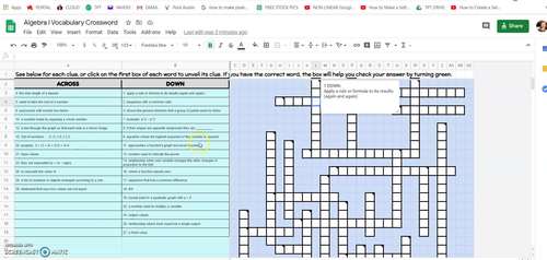 Algebra I Vocabulary Crossword End of Year Review | PAPER & DIGITAL