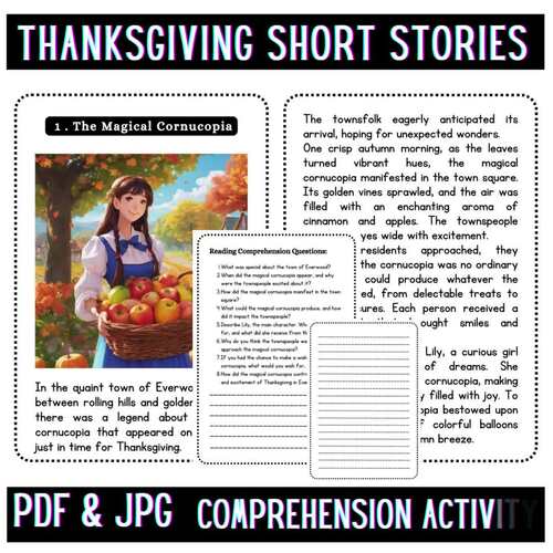 Thanksgiving Reading Comprehension Short Stories and Questions for Grade 3