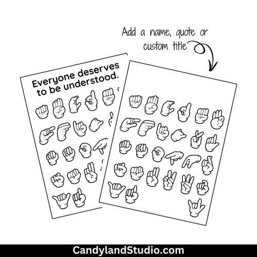 ASL Alphabet Coloring Printable, Inspirational Quote for SEL Classroom