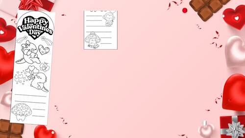 Animal-Themed Valentine’s Day Bookmarks. Homeschool colouring pages.