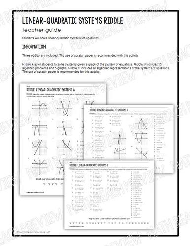 Systems Of Linear Equations Riddle Answers - Tessshebaylo