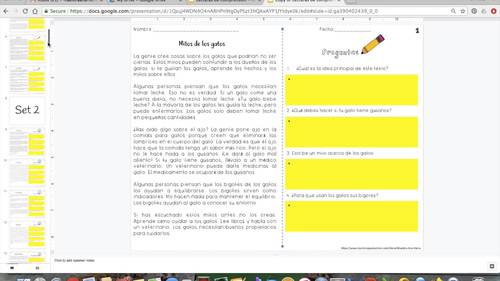 Reading Comprehension in Spanish - Lecturas de comprensión Tercero y Cuarto