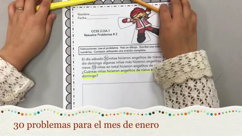 JANUARY - 2ND GRADE MATH WORD PROBLEMS IN SPANISH - CCSS 2.0A.1 | TpT
