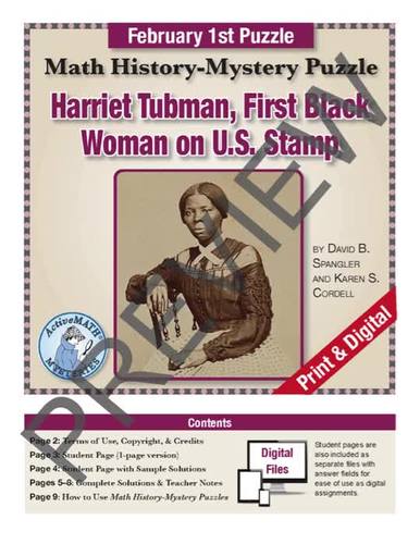 Feb. 1 Math & Black History Puzzle: Harriet Tubman, 1st Black Woman on ...