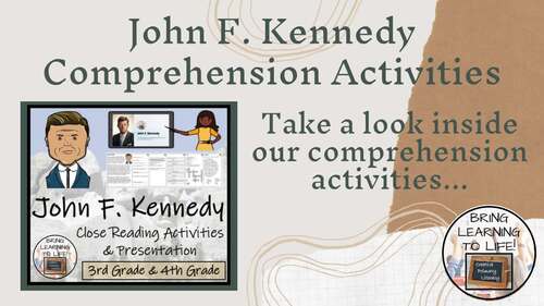 John F. Kennedy Close Reading Comprehension Activities | 3rd Grade ...