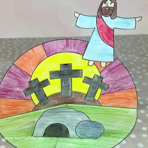 He Is Risen Craft - Religious Easter Craft - 3D Coloring Diorama ...