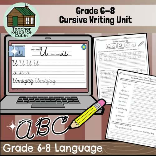 Grade 6-8 Cursive Writing Foundations Unit (Printable + Google Slides™)