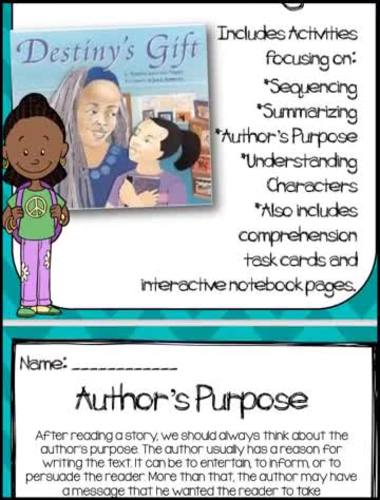 Destiny's Gift Book Study:Organizers and Interactive Notebook Pages